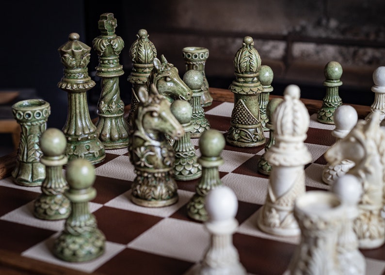 Made to Order Chess Set Ornate Staunton Design in Stone and - Etsy