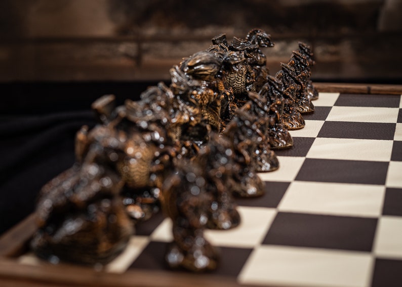 Made to Order Chess Set Dragons Design in a Black and - Etsy