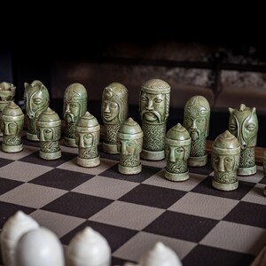 Made to Order – Chess Set, Celtic Design in Jade and Stone Colour ...