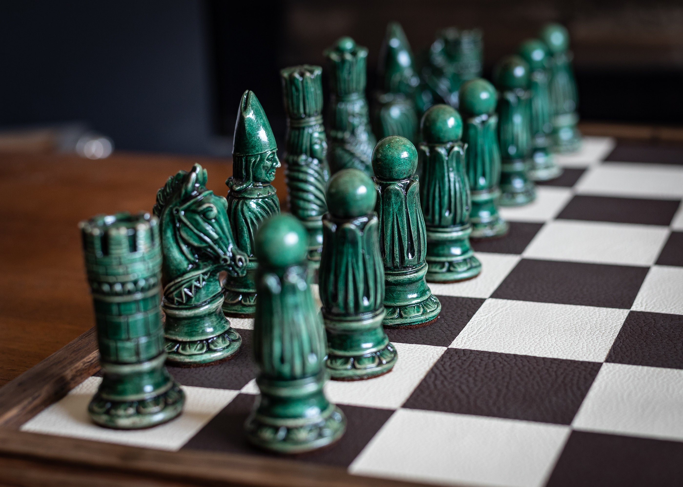 Made to Order Chess Set Victorian Design in Aged Cream and - Etsy