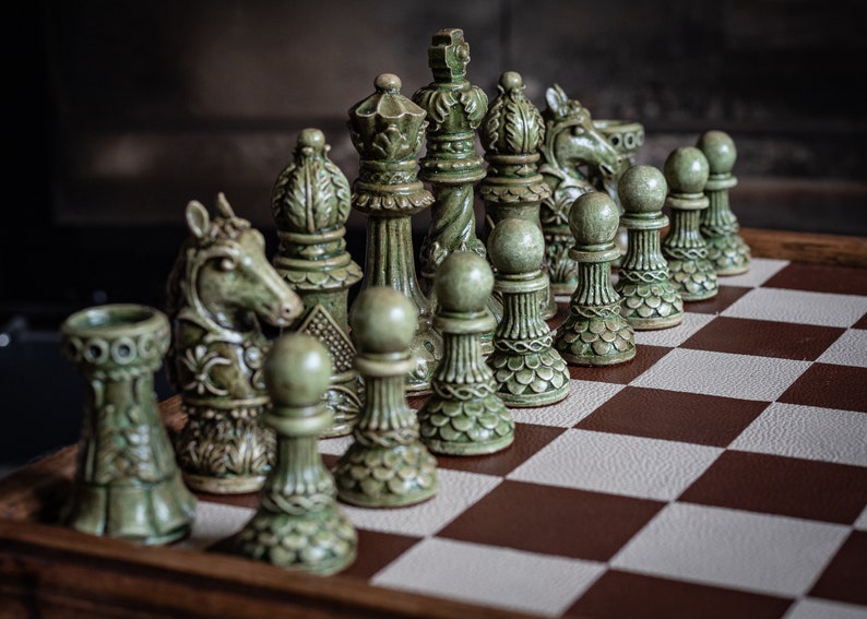 Made to Order Chess Set Ornate Staunton Design in Stone and - Etsy
