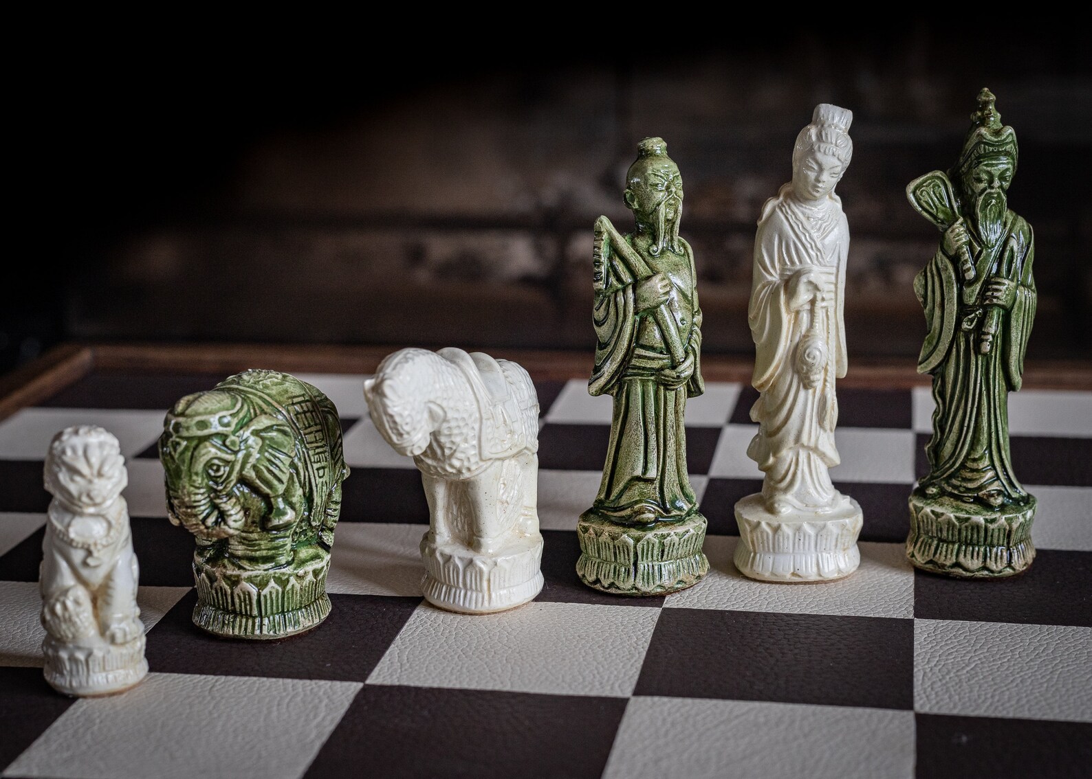Made to Order – Chess Set, Mandarin No.2 Design in a Stone and Jade ...