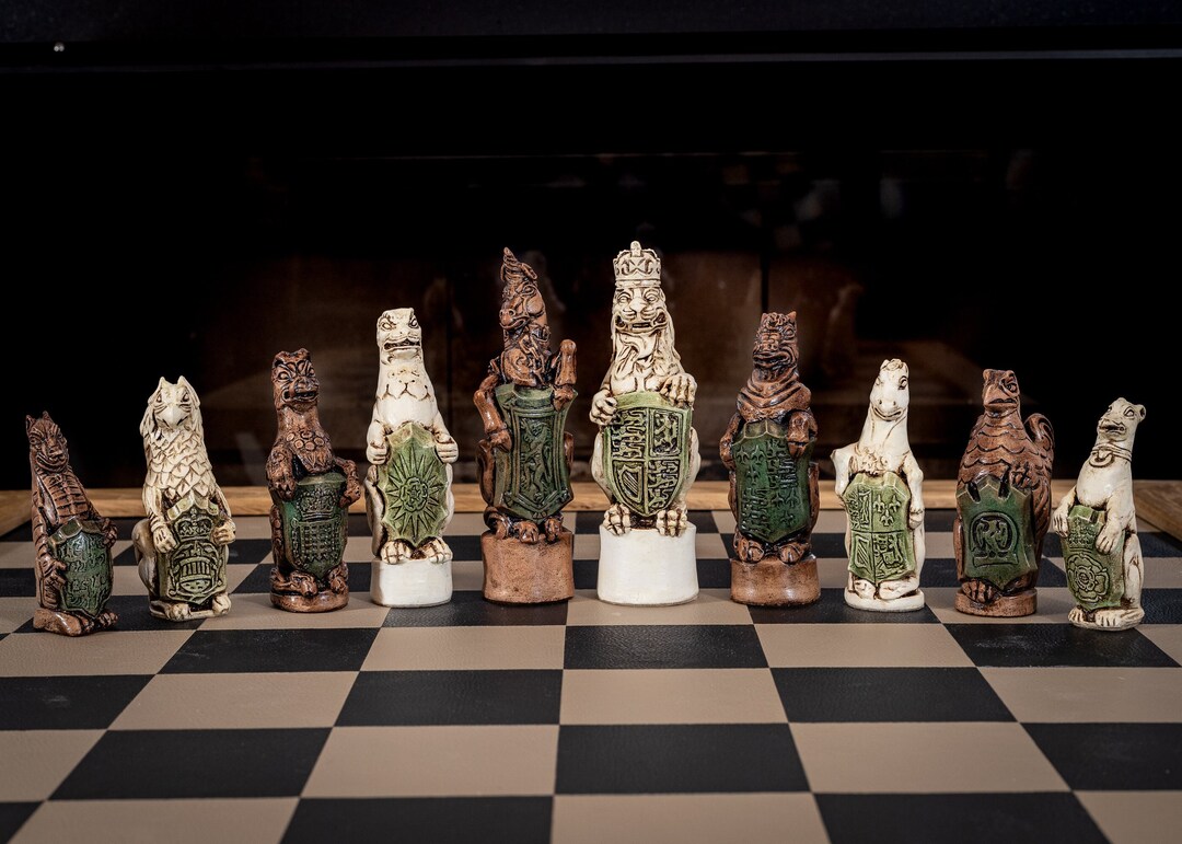 Chess Set, Queen's or Royal Beasts, for Queen Elizabeth Ii, in an Aged ...