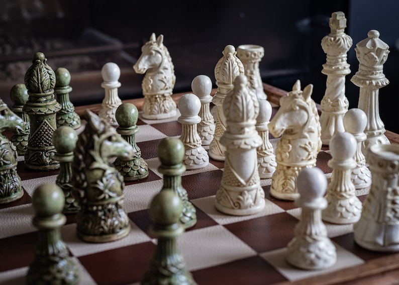 Made to Order Chess Set Ornate Staunton Design in Stone and - Etsy
