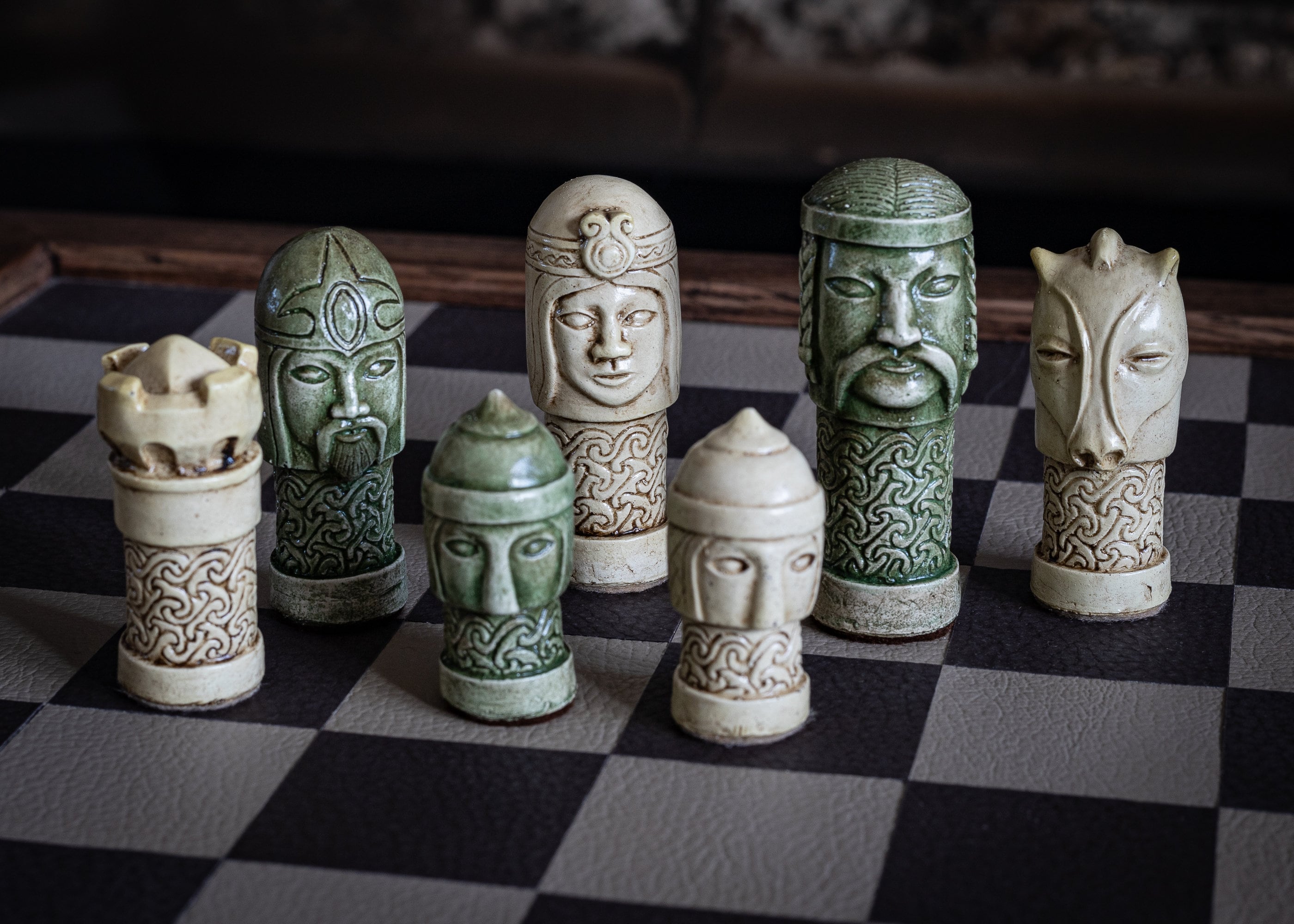Made to Order Chess Set Celtic Design in Cream and Jade - Etsy