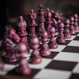 Made to Order - Chess Set, Ornate Staunton Design in Stone and Aged ...