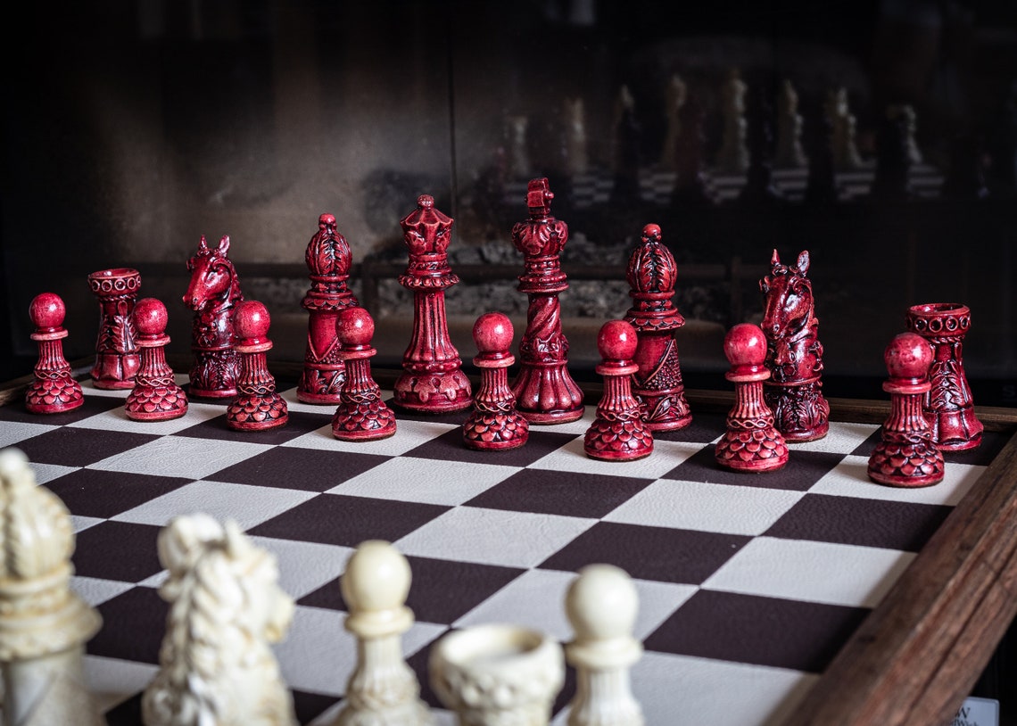 Made to Order Chess Set Ornate Staunton Design in Stone and - Etsy