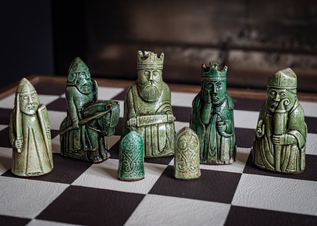 Made to Order – Chess Set, Lewis No.1 Design in a Jade and Dark Green ...