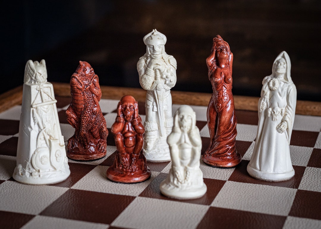 Made to Order – Chess Set, Fantasy Warlord Design in an Aged Cream and ...