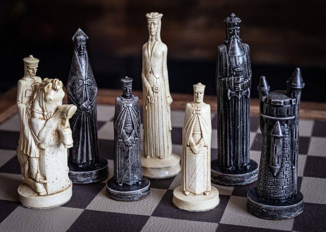 Made to Order – Chess Set, Gothic Statues Design in an Aged Black and ...