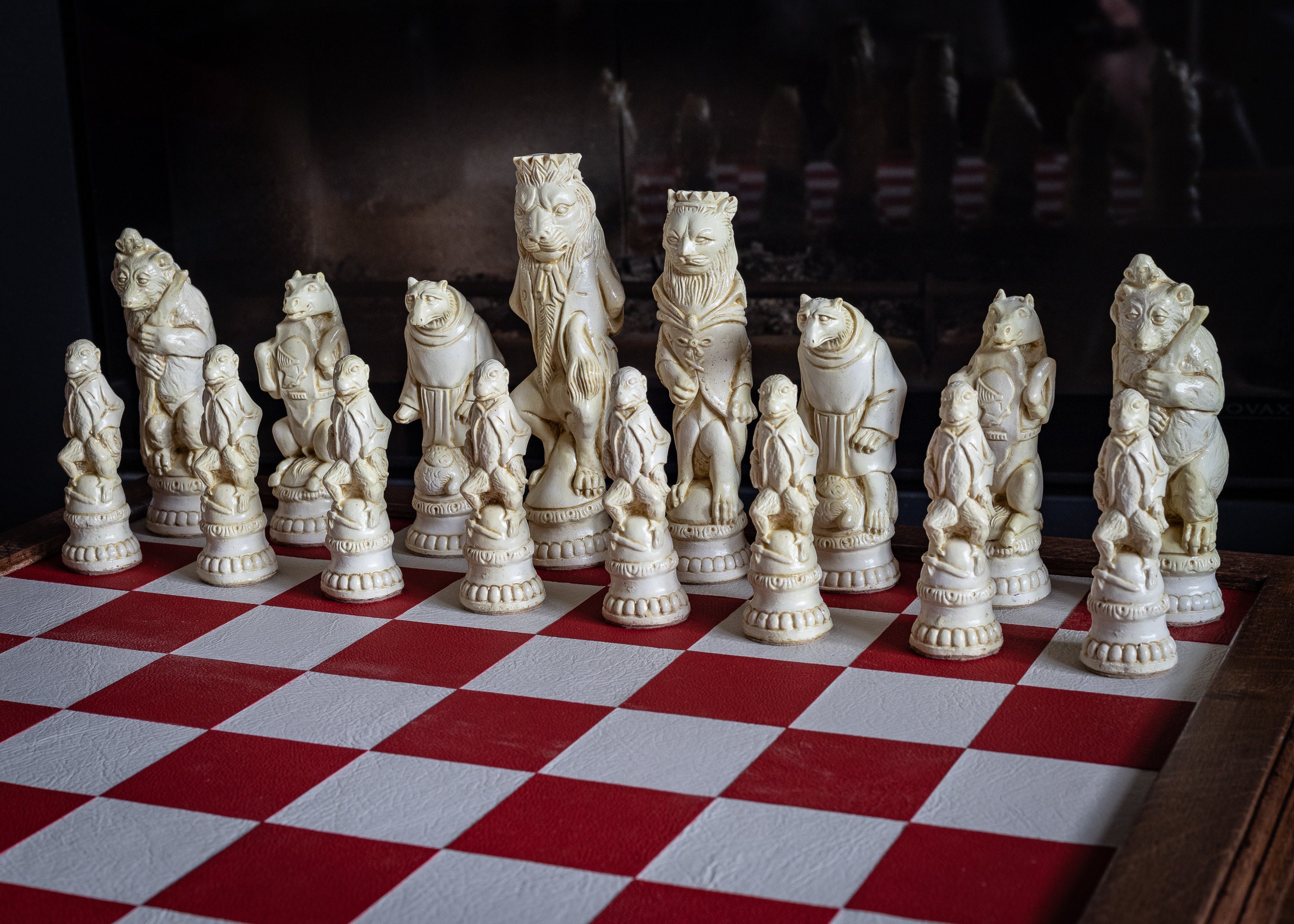 Made to Order – Chess Set, Reynard the Fox Design in a Stone and Aged ...