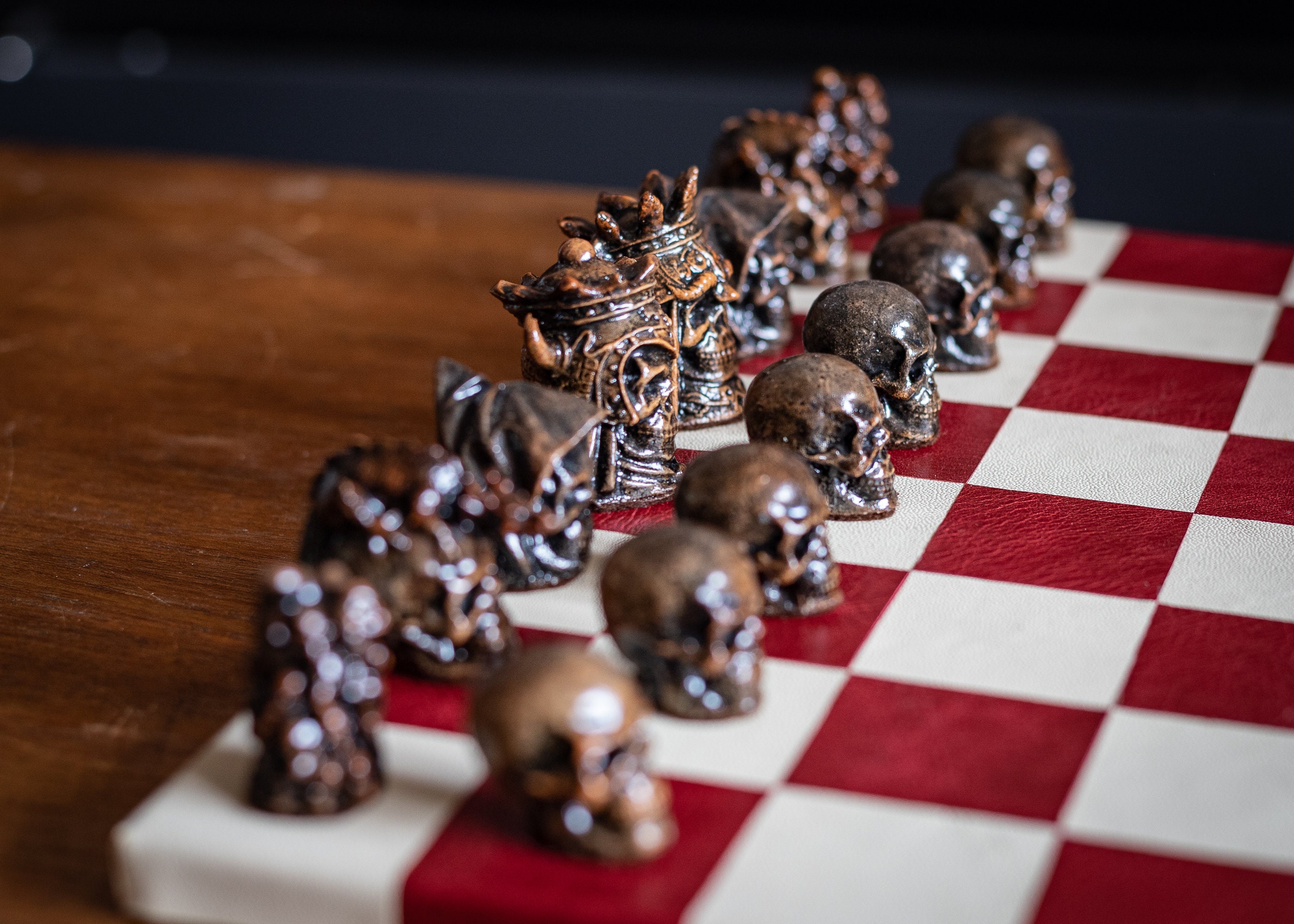 Made to Order Chess Set Skulls Design in Aged Cream and - Etsy