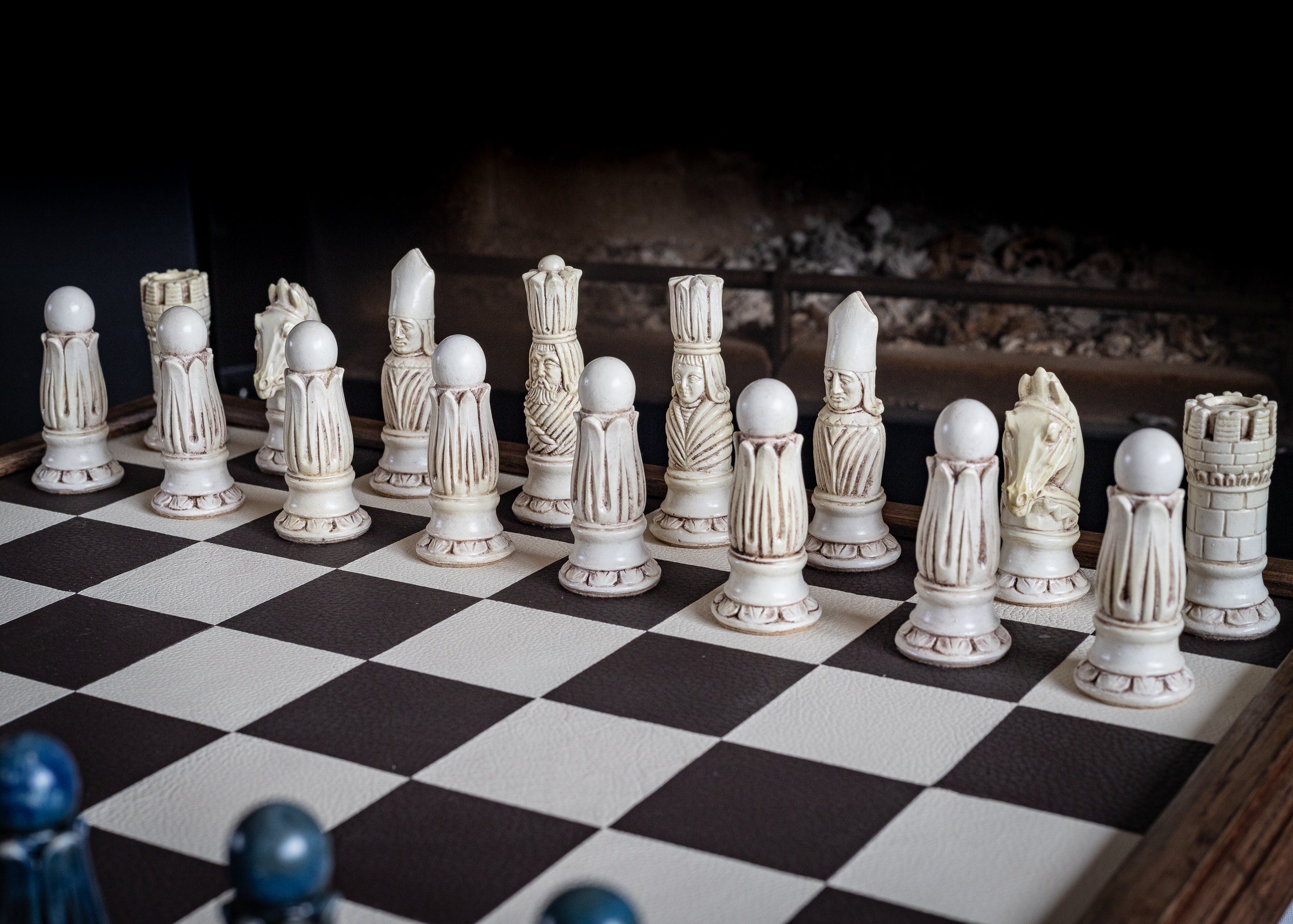 Made to Order Chess Set Victorian Design in an Aged Stone - Etsy