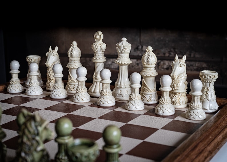 Made to Order Chess Set Ornate Staunton Design in Stone and - Etsy