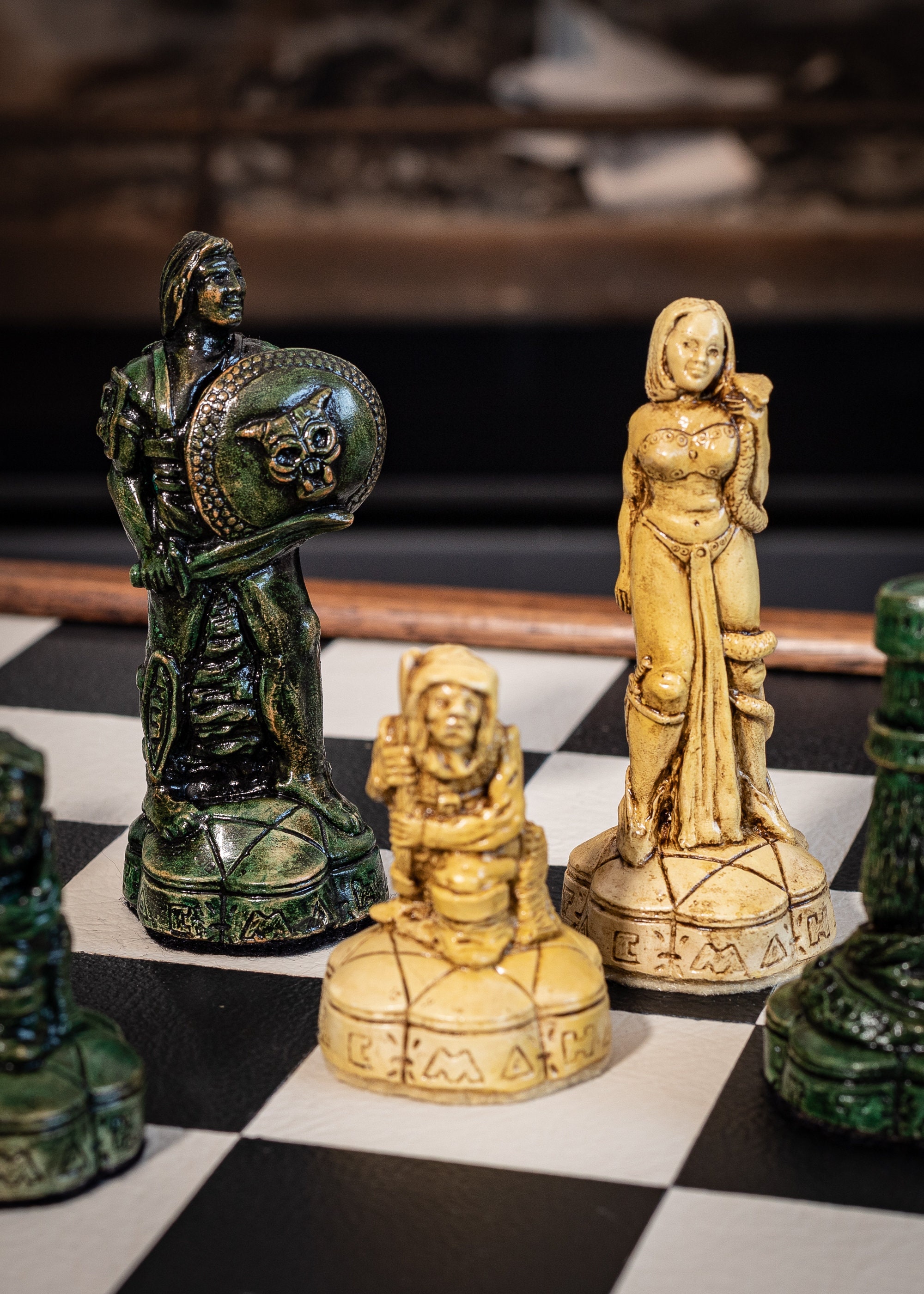 Made to Order – Chess Set, Fantasy Design in an Aged Cream and Dark ...