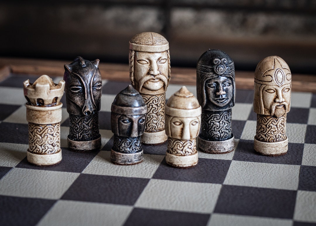 Made to Order – Chess Set, Celtic Design in Walnut and Ebony Colour ...