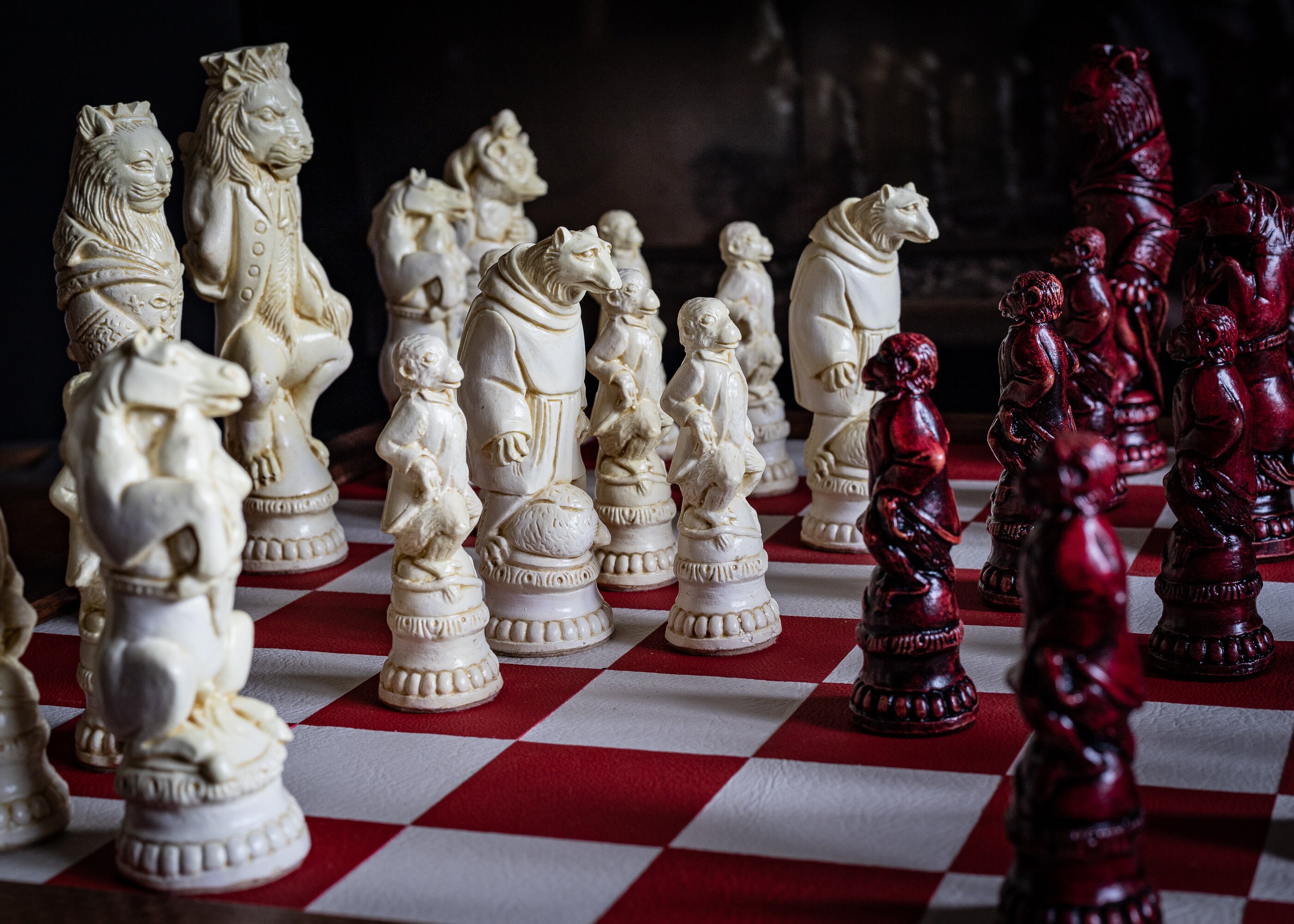 Made to Order – Chess Set, Reynard the Fox Design in a Stone and Aged ...