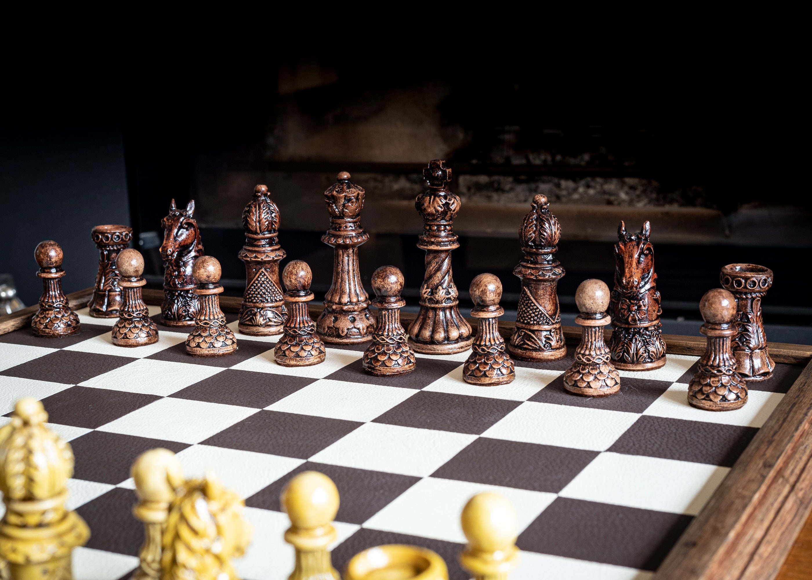 Made to Order Chess Set Ornate Staunton Design in Aged | Etsy