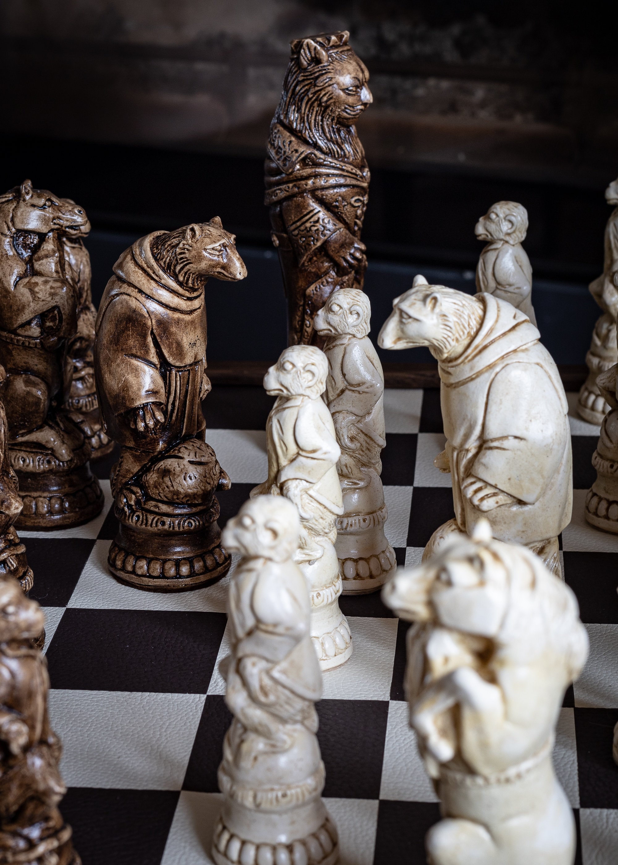 Made to Order Chess Set Reynard the Fox Design in a Stone | Etsy