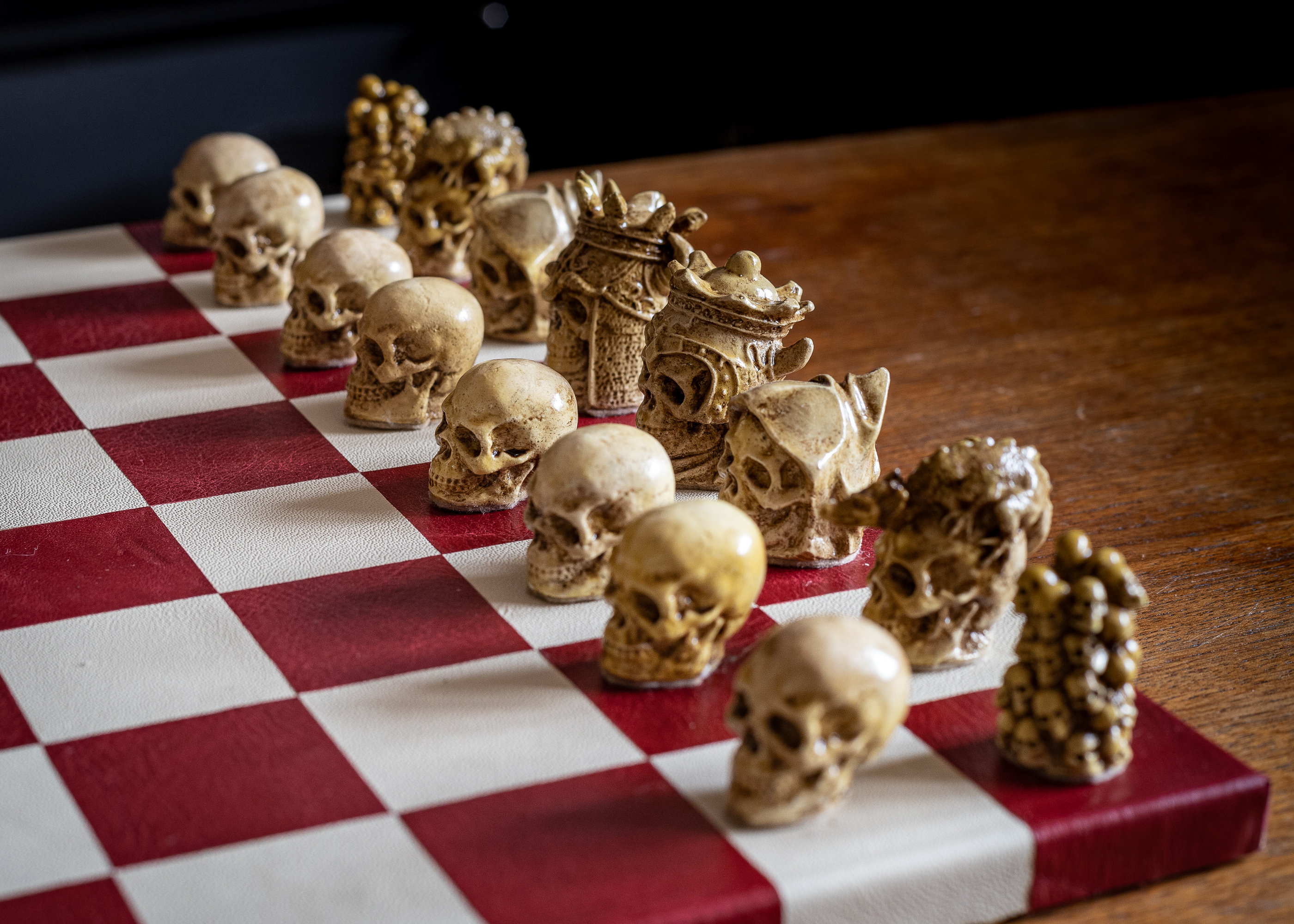 Made to Order Chess Set Skulls Design in Aged Cream and - Etsy