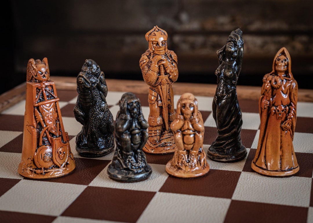 Made to Order – Chess Set, Fantasy Warlord Design in a Mahogany and ...