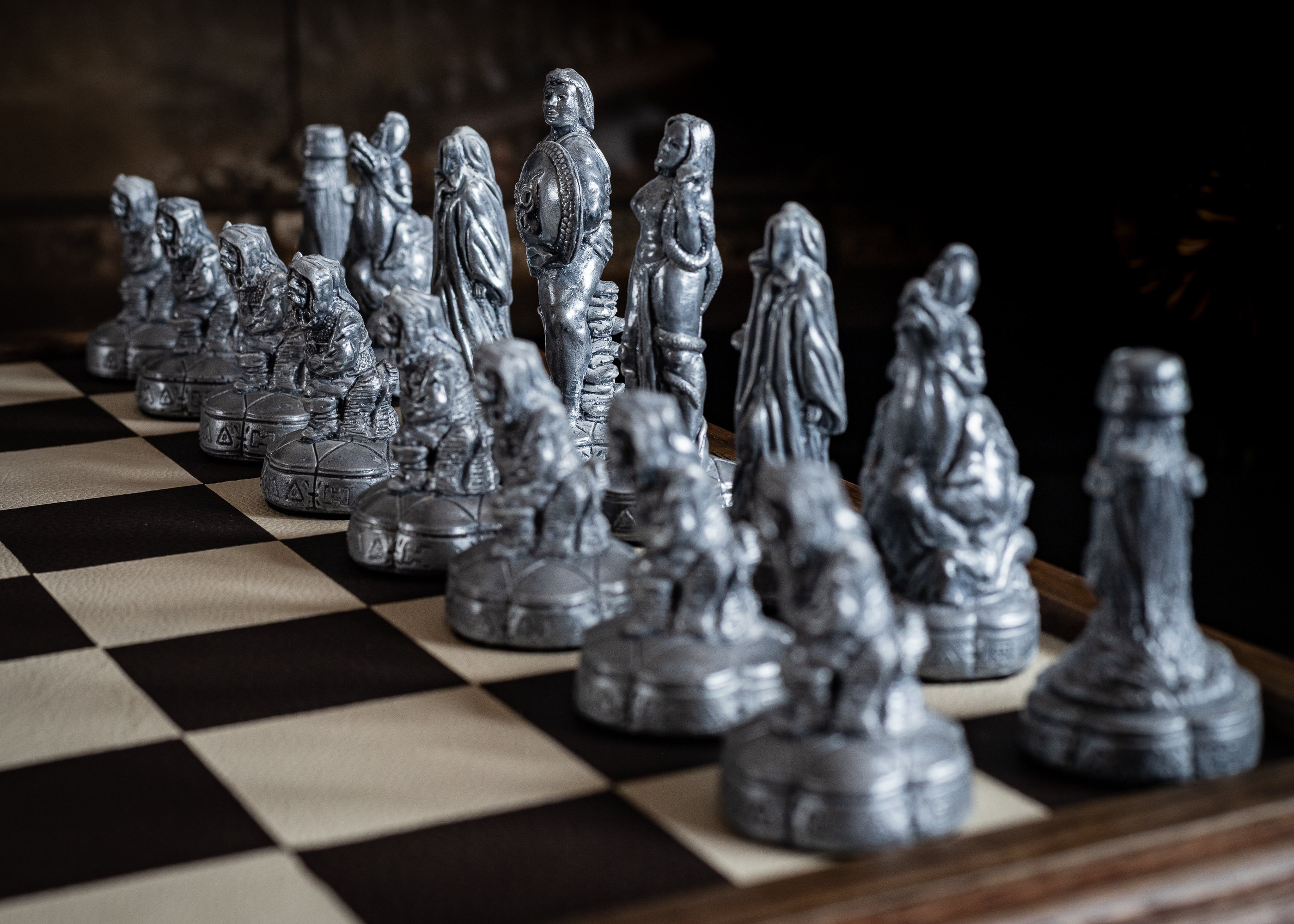 Chess Set Fantasy Design in a Distressed Bronze and Silver | Etsy