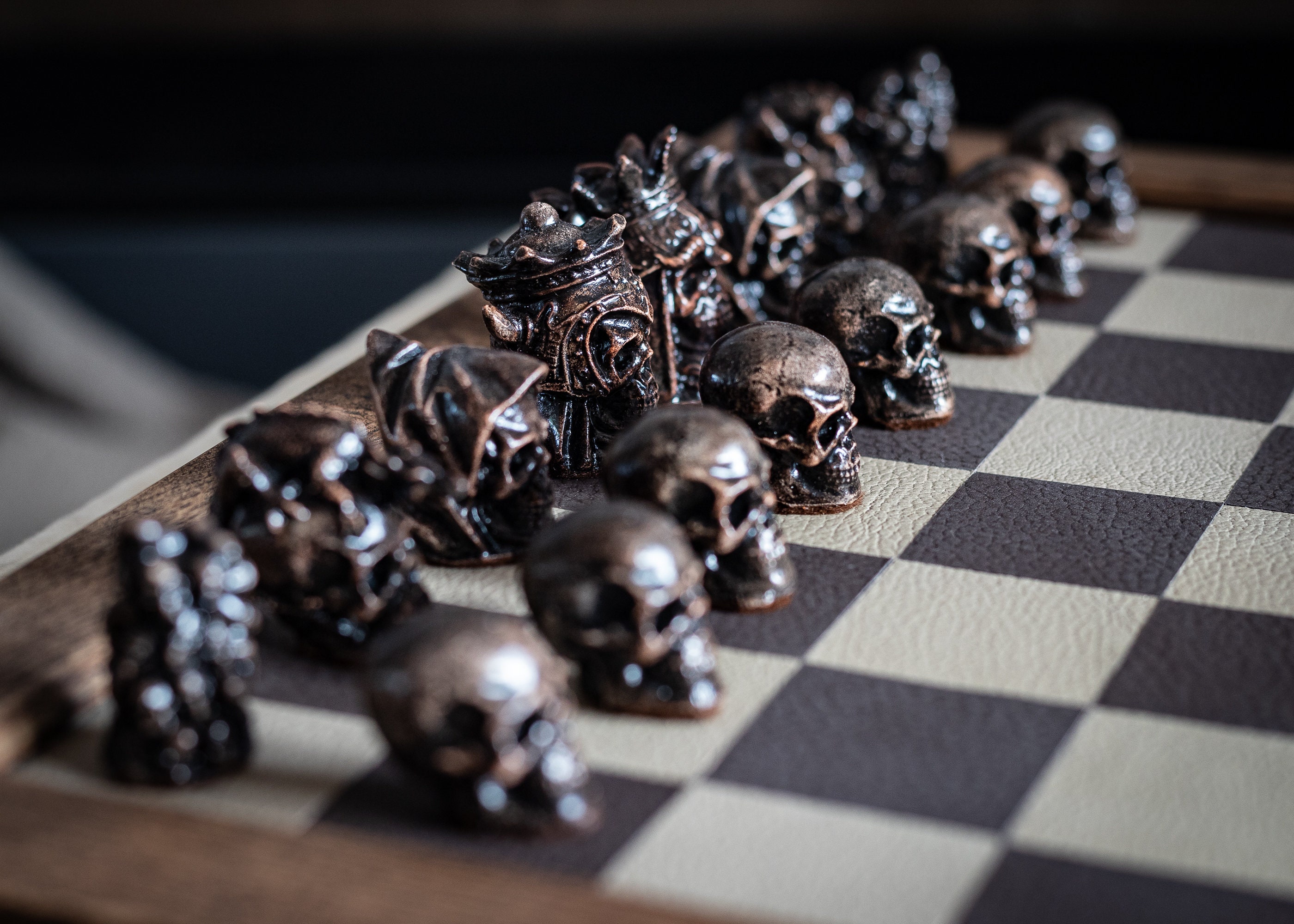 Made to Order Chess Set Skulls Design in Aged Red and Ebony - Etsy UK
