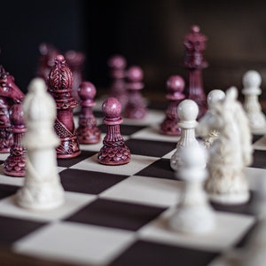 Made to Order - Chess Set, Ornate Staunton Design in Stone and Aged ...