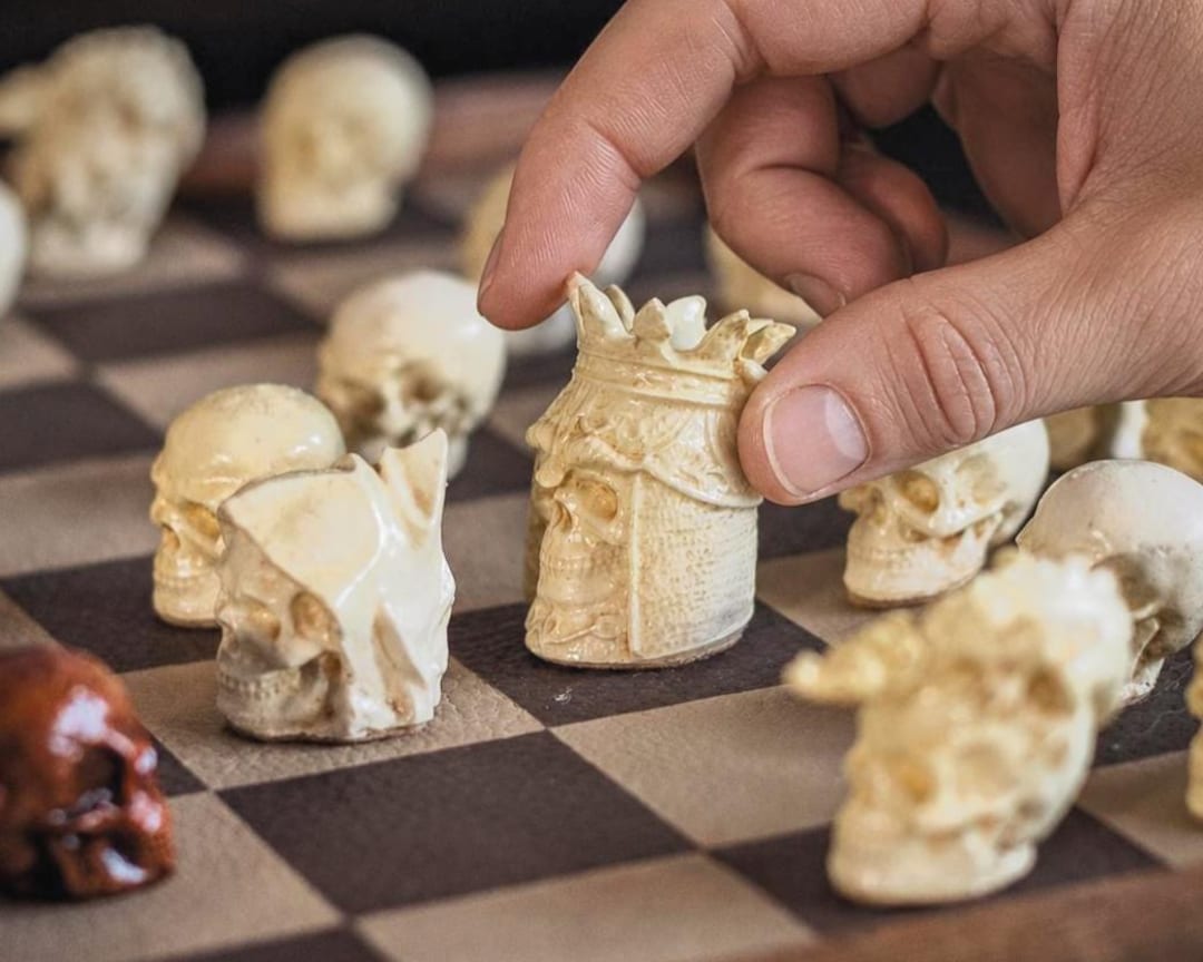 Handmade Gothic Skull Chess Set, Sculptural Horror Collector Pieces - Etsy