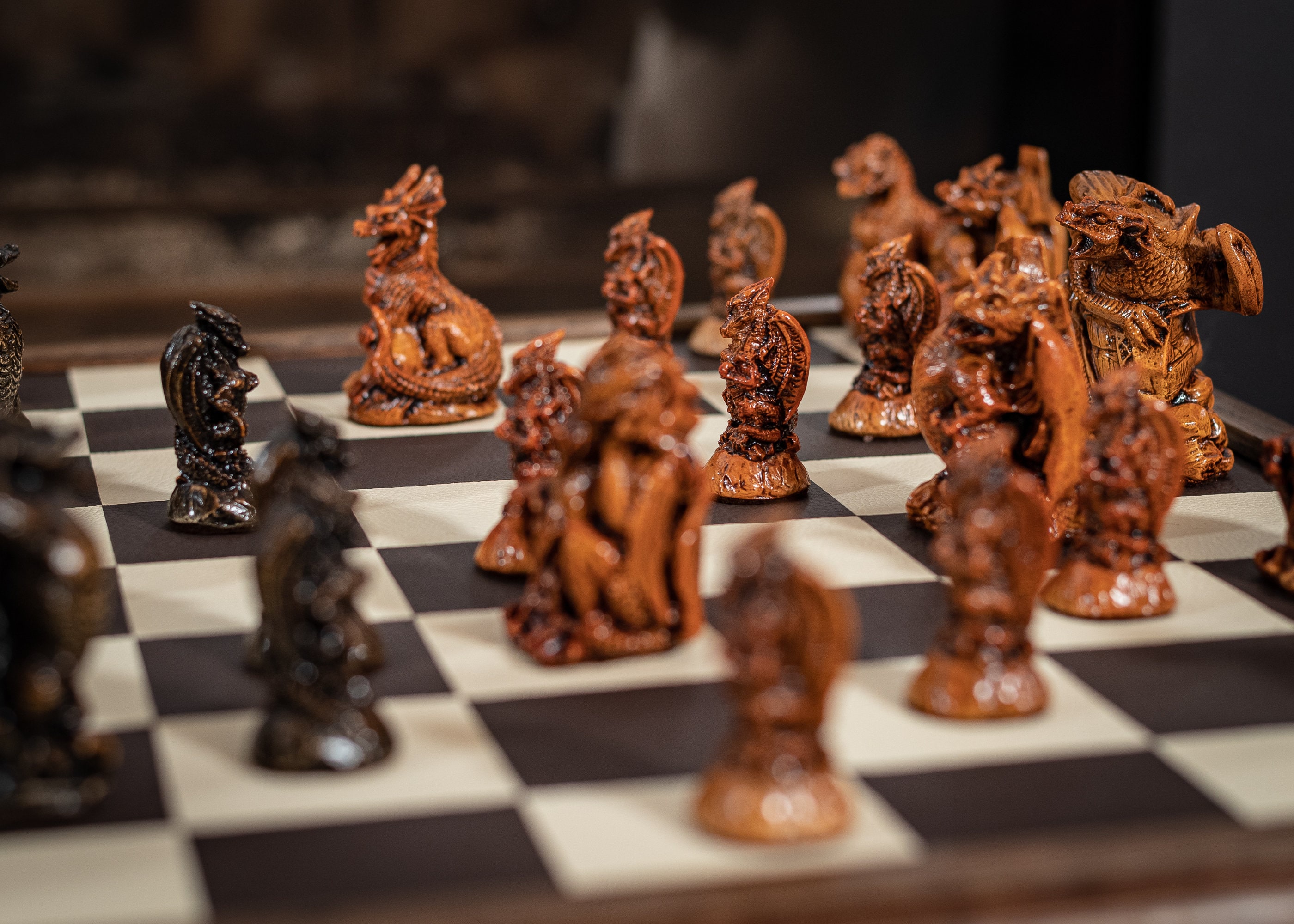 Made to Order Chess Set Dragons Design in a Black and - Etsy