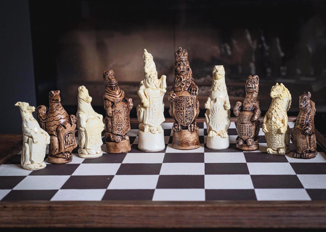 Queen’s Beasts Chess Set, Large Heraldic Chess Pieces, Made to Order ...