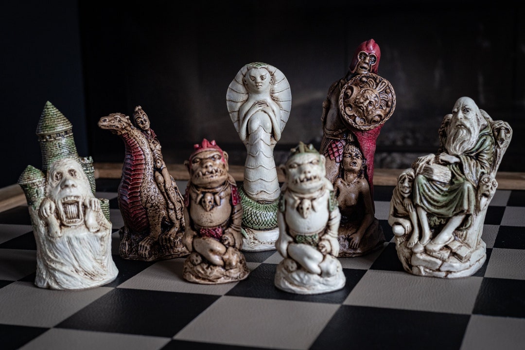 Made to Order - Chess Set, Cobra Queen, in Aged Ivory and Walnut With ...