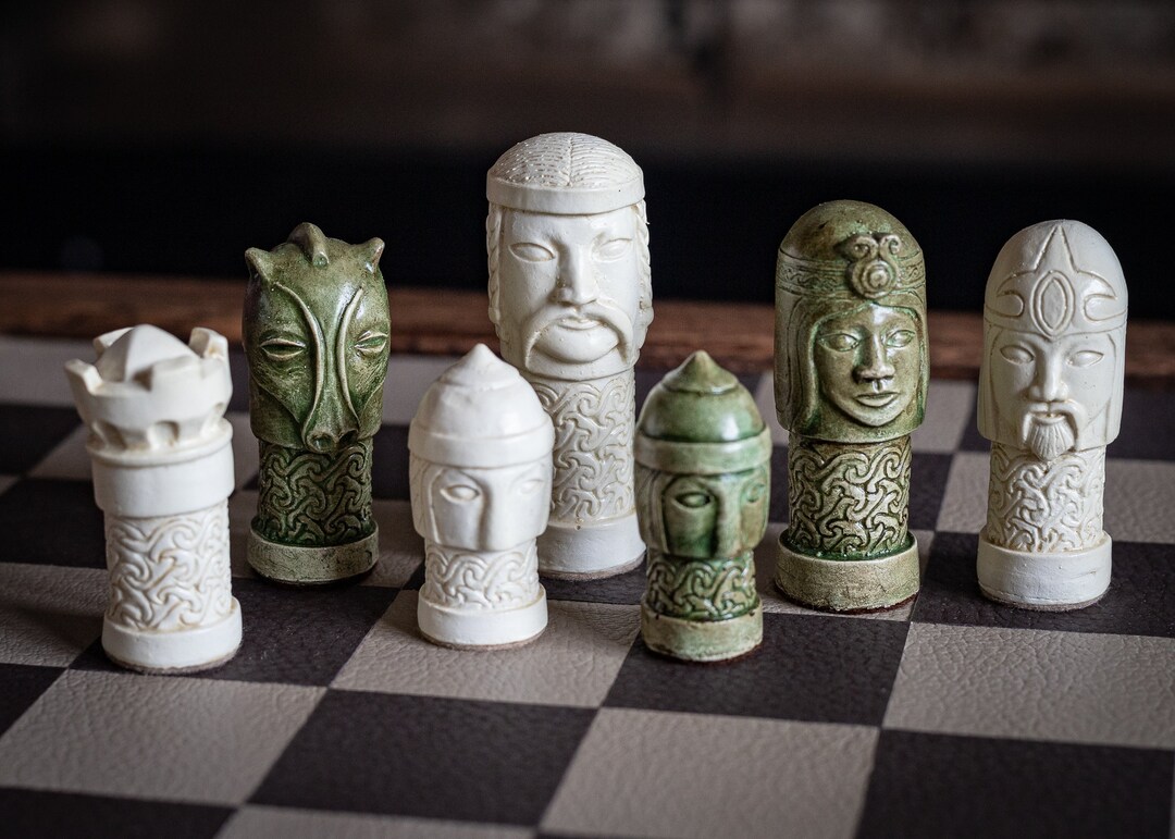 Made to Order Chess Set, Celtic Design in Jade and Stone Colour. BOARD ...
