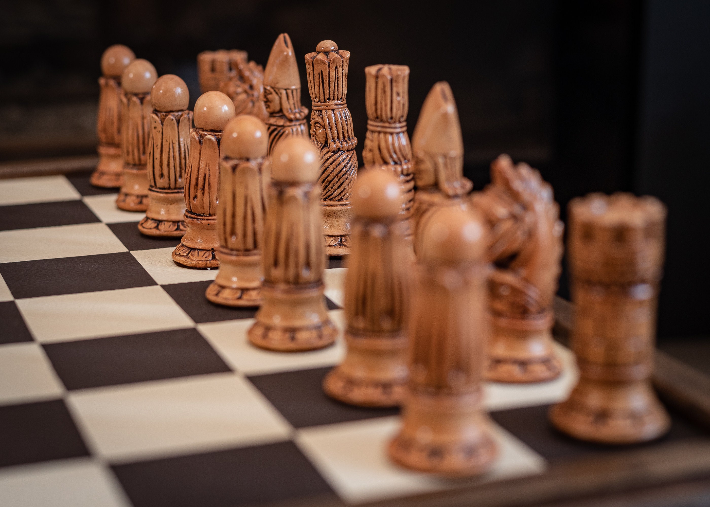 Made to Order Chess Set Victorian Design in Mahogany and - Etsy