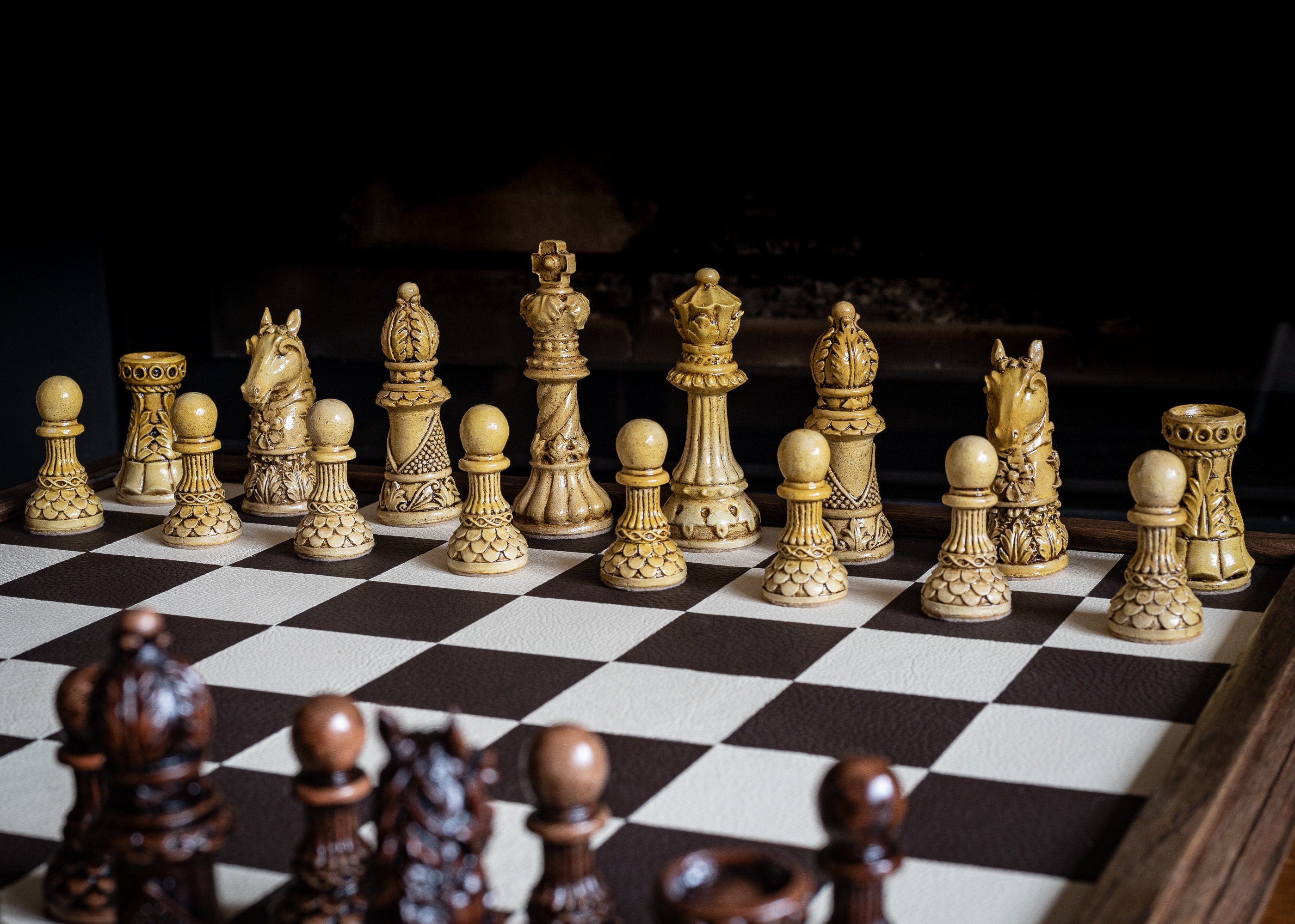 Made to Order Chess Set Ornate Staunton Design in Aged | Etsy