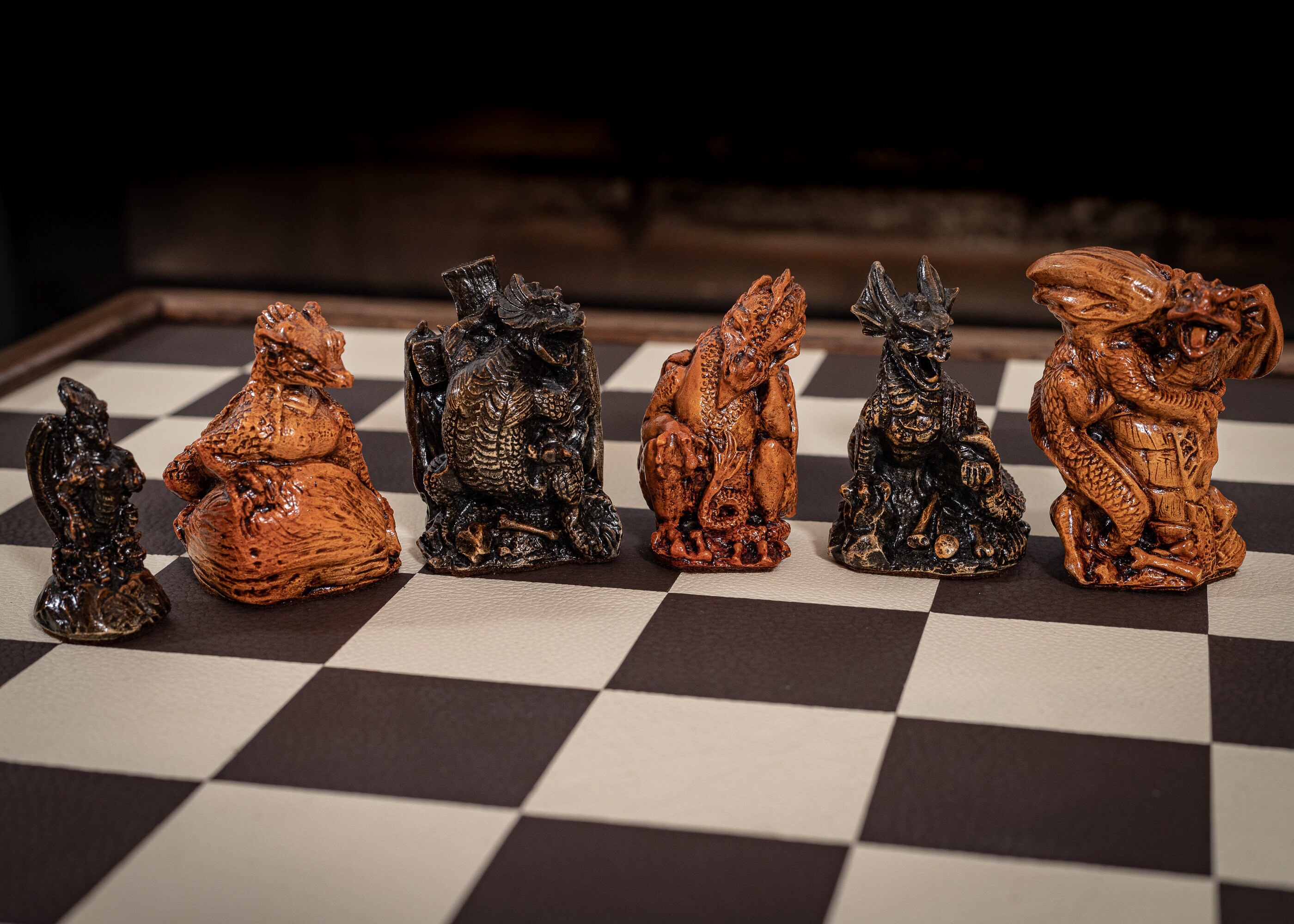 Made to Order Chess Set Dragons Design in a Black and - Etsy