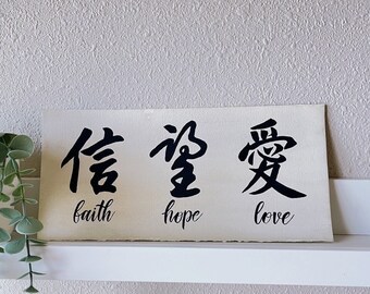 Wall Decor 10 x 8 Inches Painting Chinese Calligraphy Faith Hope Love ...