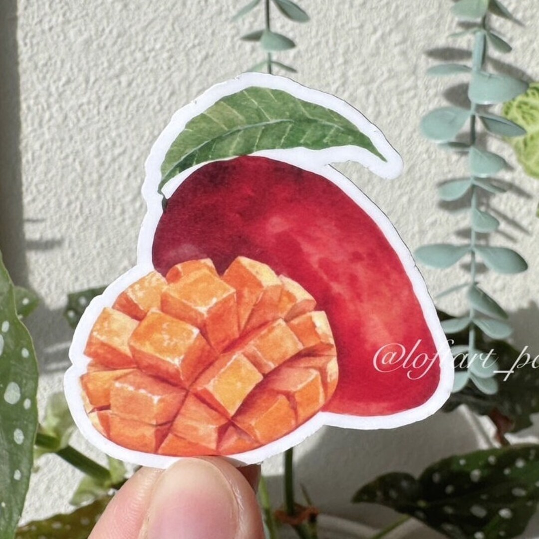 Mango Fruit Printed Watercolor Painting Vinyl Sticker, Waterproof for ...