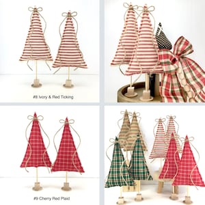 Farmhouse Mini Christmas Trees, Stuffed Fabric Tree on Stand, Cozy ...