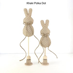 Easter Spring Mini Bunnies on Stand, Farmhouse Stuffed Fabric Rabbit ...
