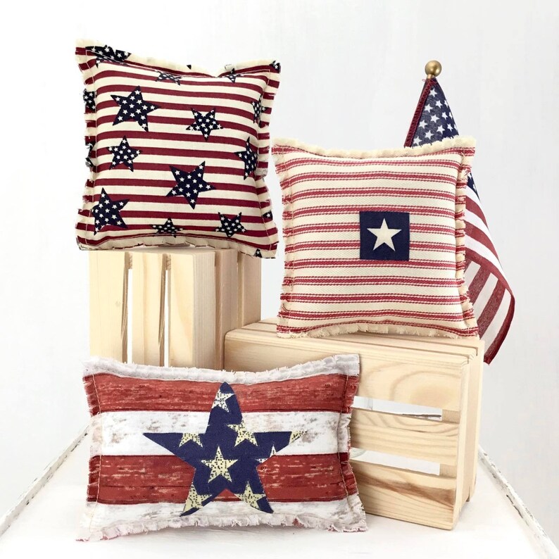 Patriotic Mini Pillows 4th of July Flag Tiered Tray Mini - Etsy