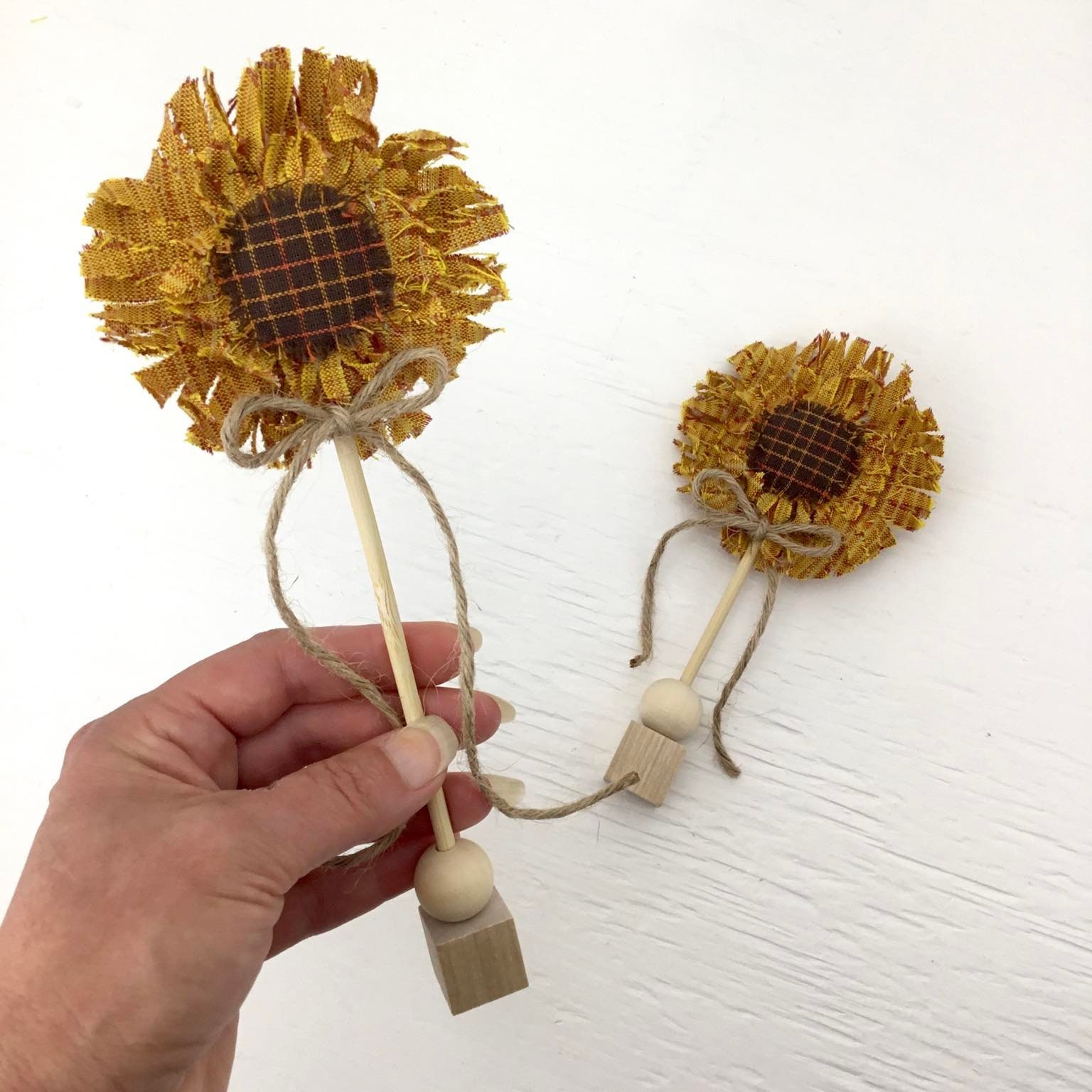 Farmhouse Rustic Primitive Mini Sunflower Set on Stand - Etsy