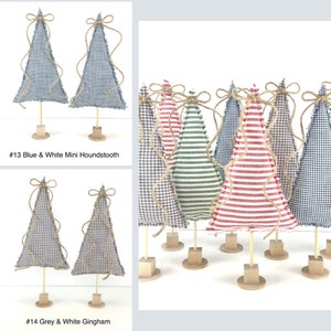 Farmhouse Mini Christmas Trees, Stuffed Fabric Tree on Stand, Cozy ...