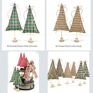 Farmhouse Mini Christmas Trees, Stuffed Fabric Tree on Stand, Cozy ...