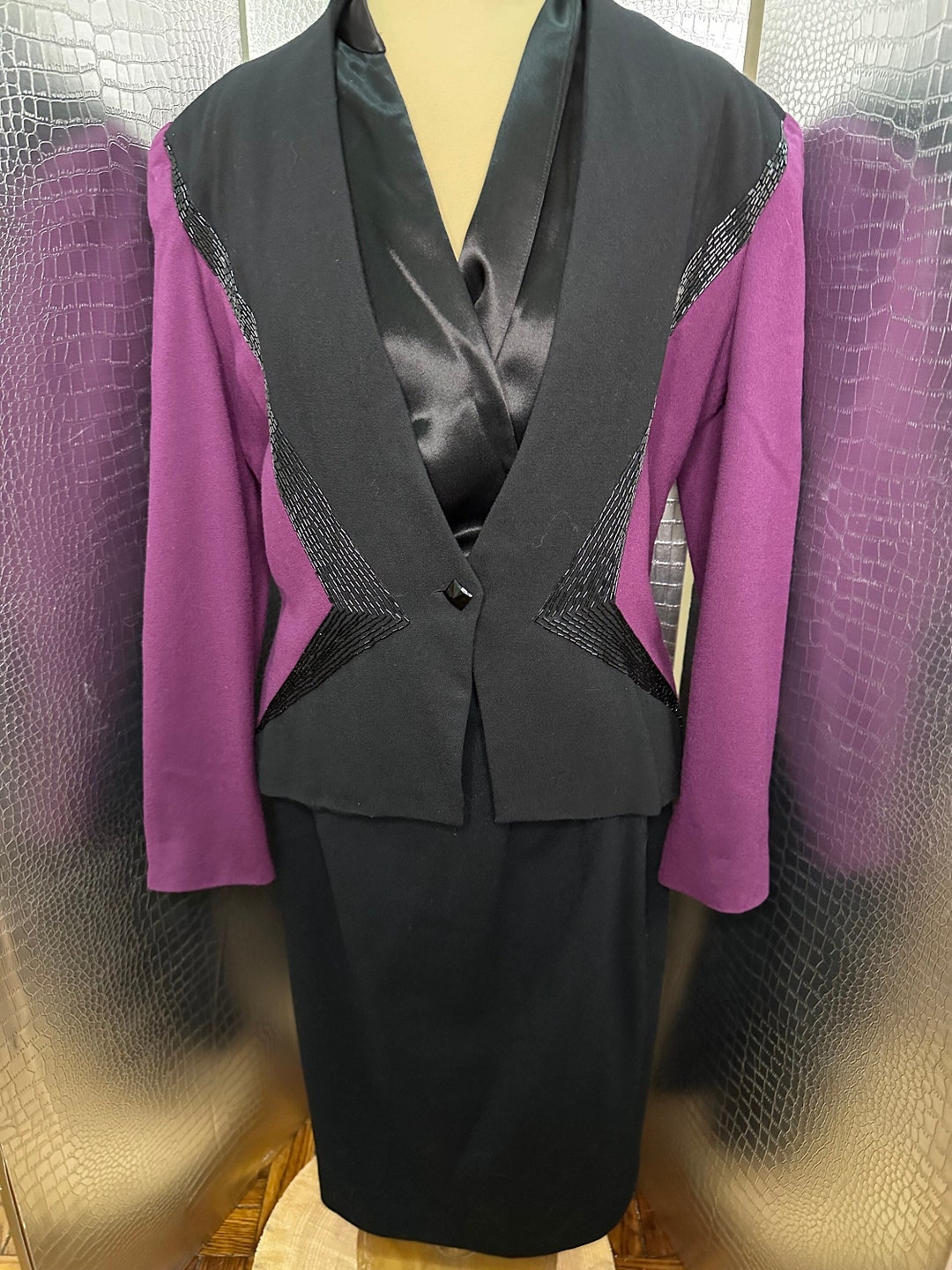1980s Vintage Jonathan Hitchcock for Reuben Thomas Purple and Black ...
