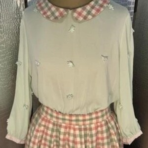 Vintage Handmade Mint Green Dress With Matching Red Green Beige Plaid ...