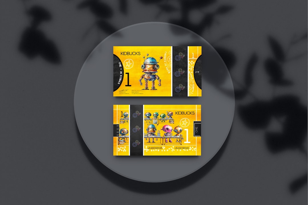 Waterproof Play Money ROBOTS Set, Set of 20 KIDBUCKS, Unrippable Cash ...