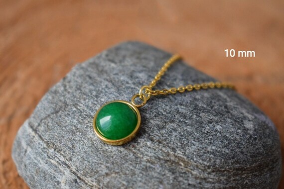 Green Jade Pendant Minimalist Necklace Gold for Women Green - Etsy