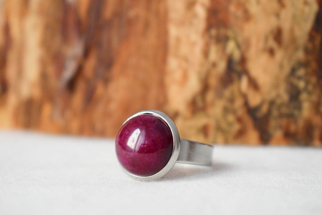 Jade Ring Silber, rote Jade, Ring verstellbar mit roter Stein, Rot ...