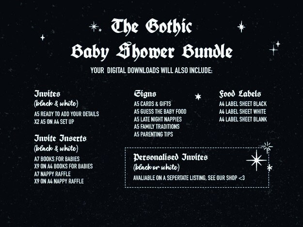 Inclusive Gothic Baby Shower Bundle - Etsy